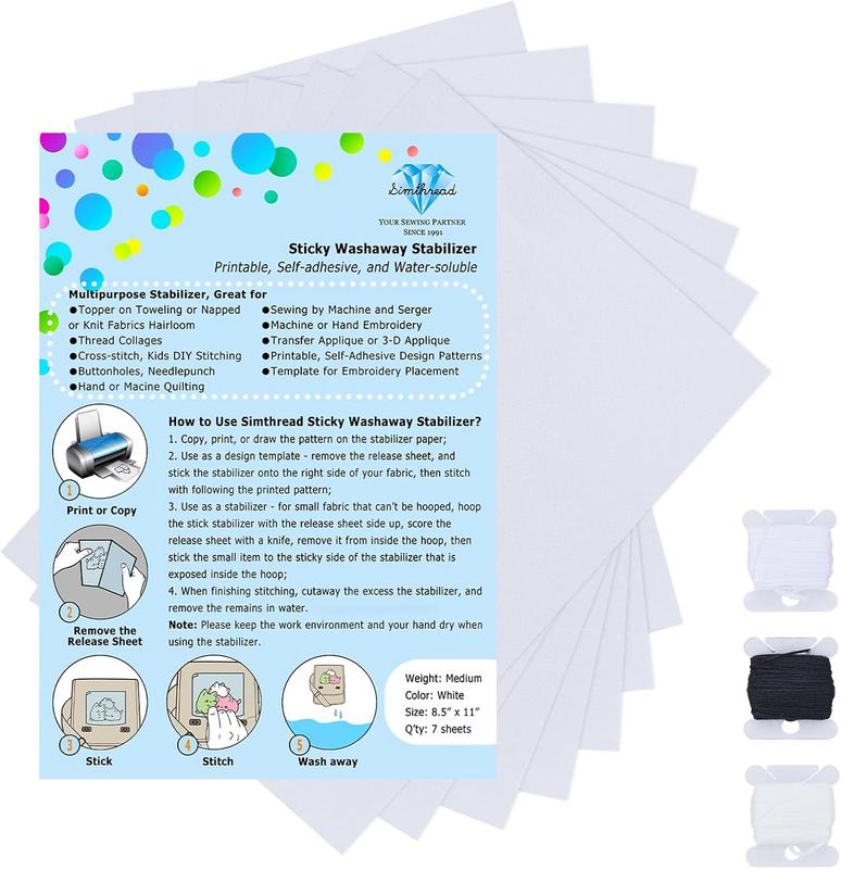 Sticky Wash Away Embroidery Stabilizer Self-Adhesive Printable A4 Size ...