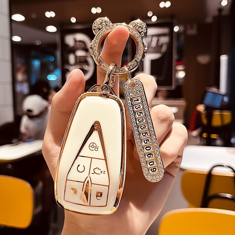 Gold-rimmed Car Remote Key Case Keychain for Changan Chang'a - TikTok ...