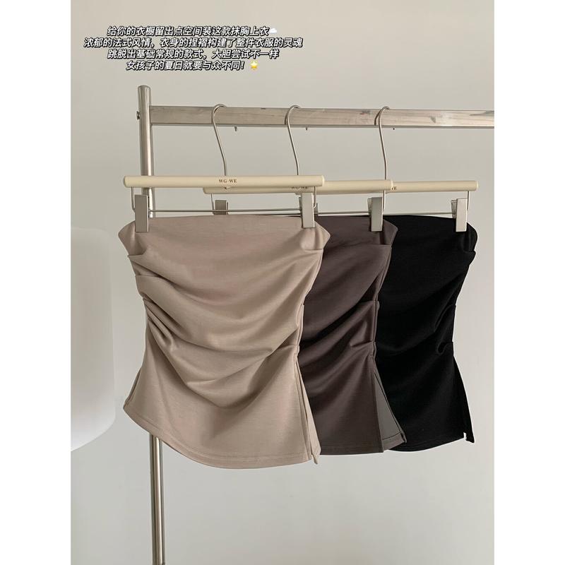 Baju Atasan Tiub Elastik Luar Bahu, Gaya Perancis, Slim Fit, - TikTok ...