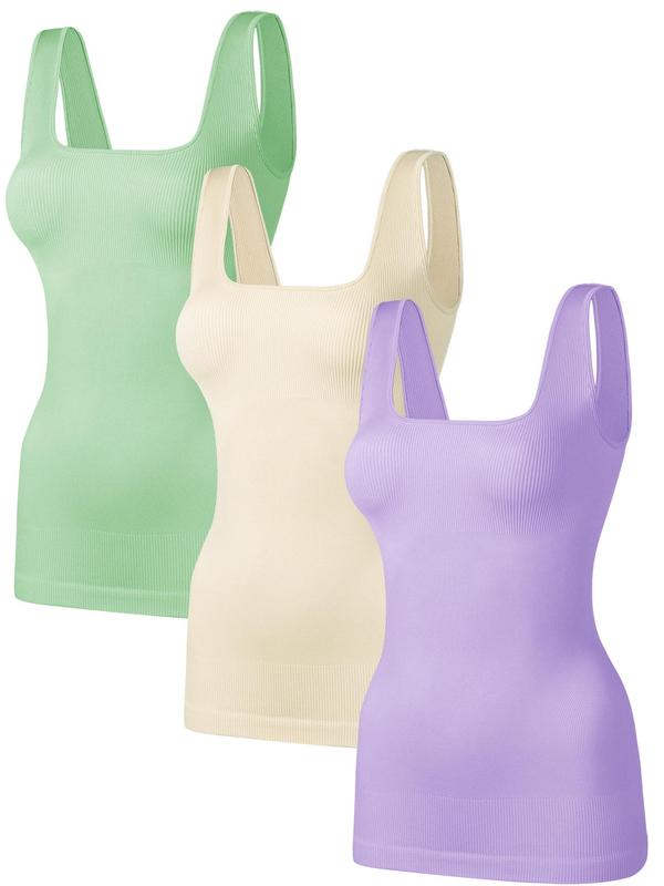 Women's Tummy Control Shapewear Tank Tops, Slim Fit Square Neck ...