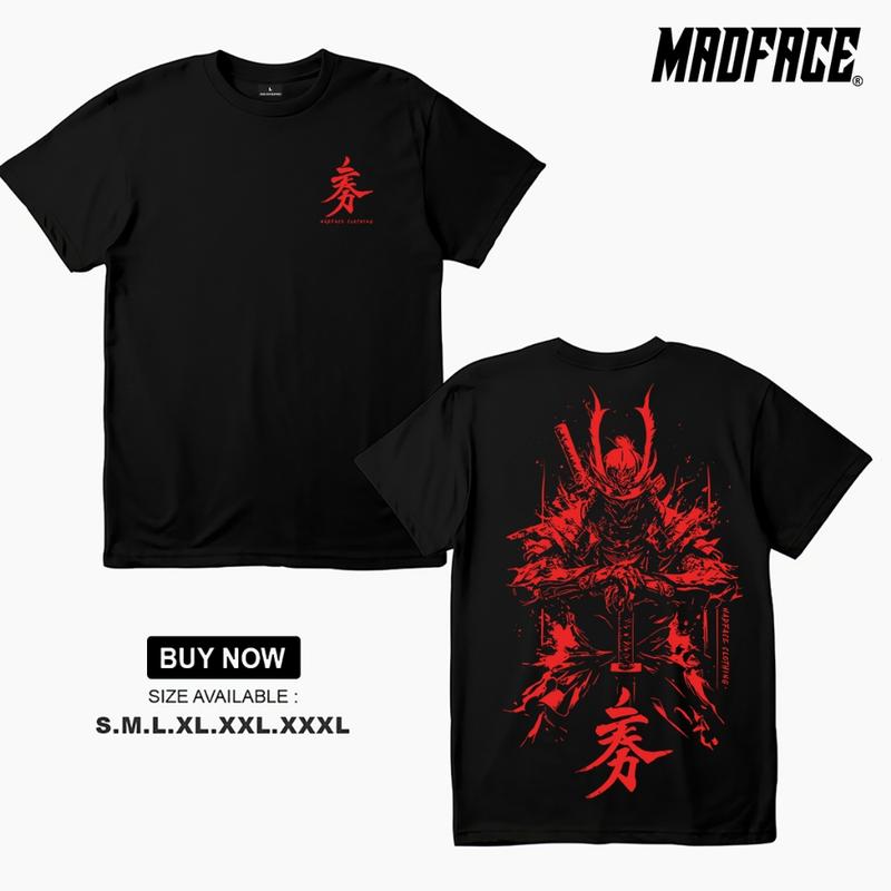 Samurai Graphic Cotton Baju Japanses Casual Mens T-shirt Cre - TikTok ...