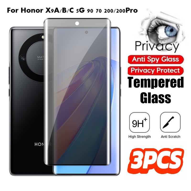 3PCS Privacy & HD Clear Full Coverage Screen Protective Tempered Glass ...