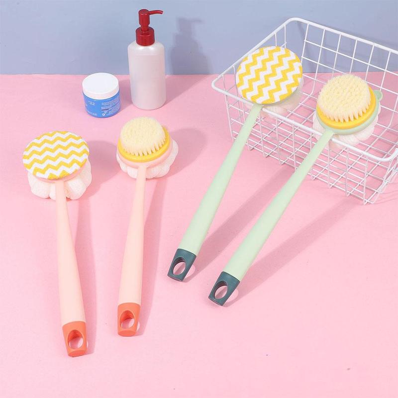 Double-Sided Soft Hair Massage Bath Brush Long Handle Back Rub - TikTok ...