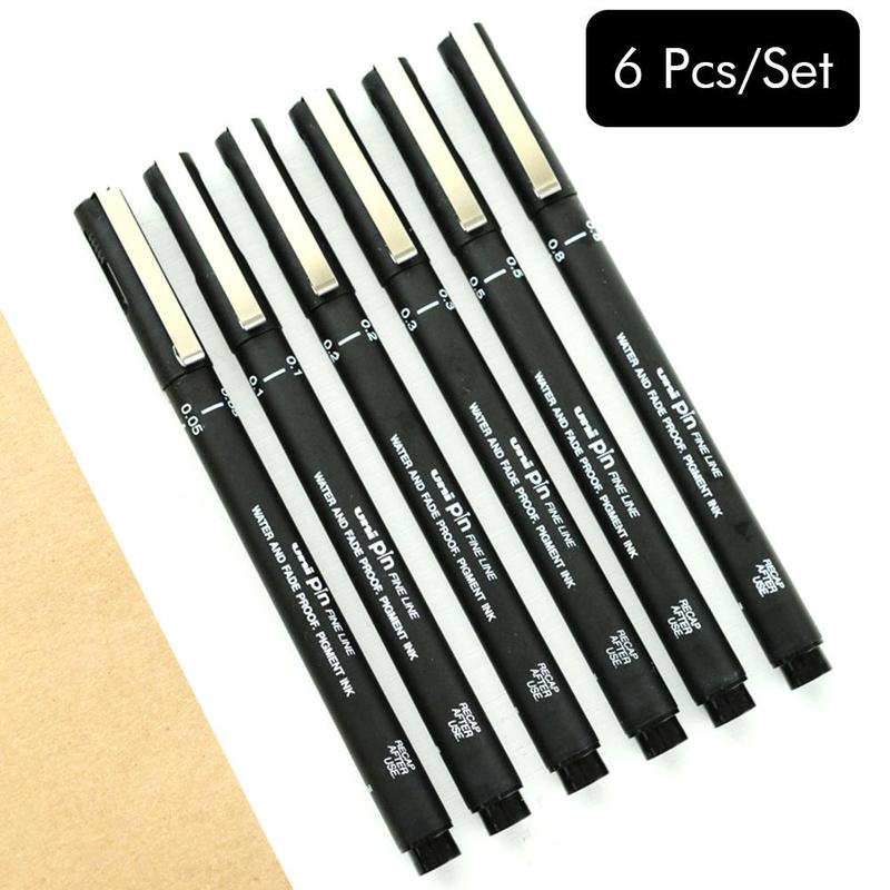 6PCS Uni Pin Drawing Pen Fine Line 005 01 02 03 05 08 Needle - TikTok ...