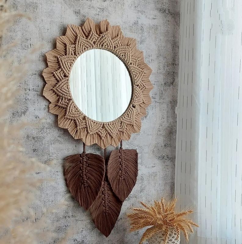 1 Set macrame JUMBO + cermin+daun / Macrame mirror / Cermin - Shop ...
