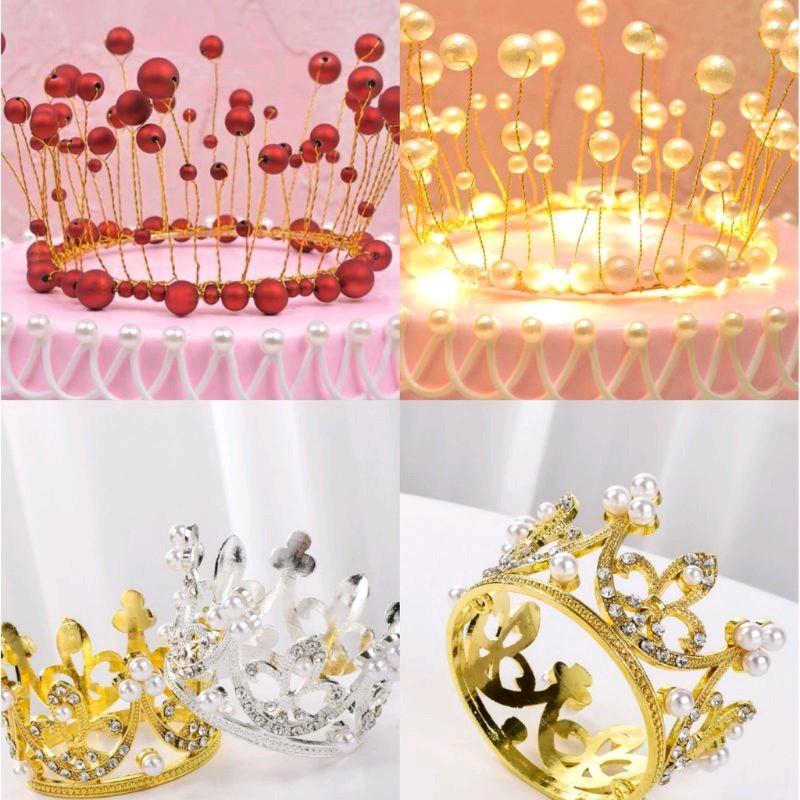 Topper cake Mahkota Mutiara/Hiasan cake/Brithday cake crown decoration ...