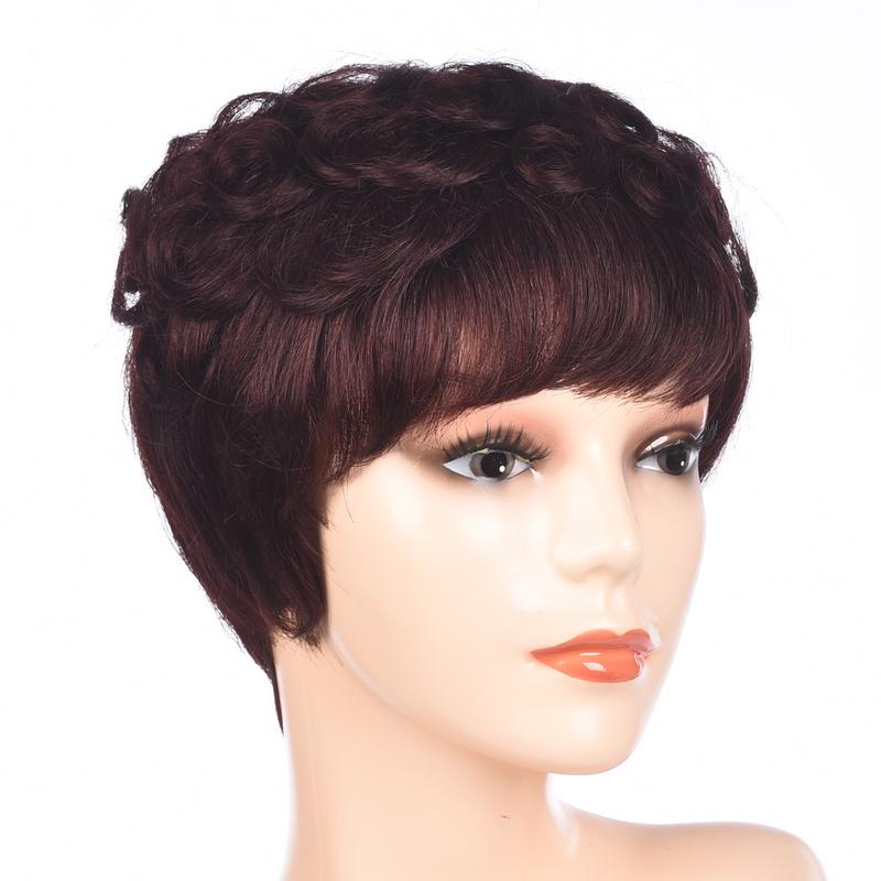 Small curly and fluffy wig for middle-aged, dark brown, head - TikTok ...