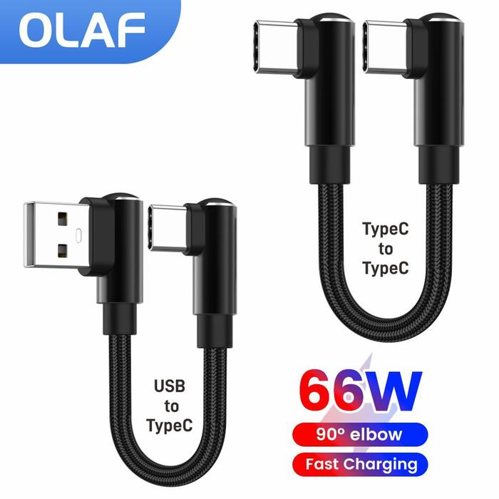 Jual OLAF Short Cable 0.25M Dual Elbow USB A/Type C to USB C Cable 66W ...
