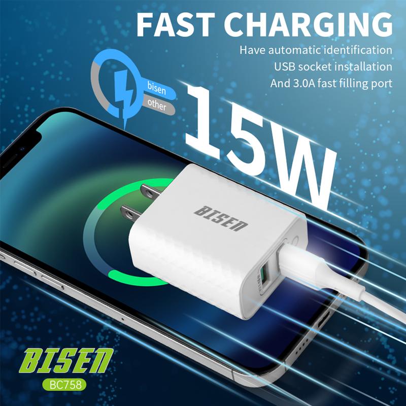 BISEN BC-758 15W Dual USB Port Wall Charger With Adapter Fo - TikTok ...