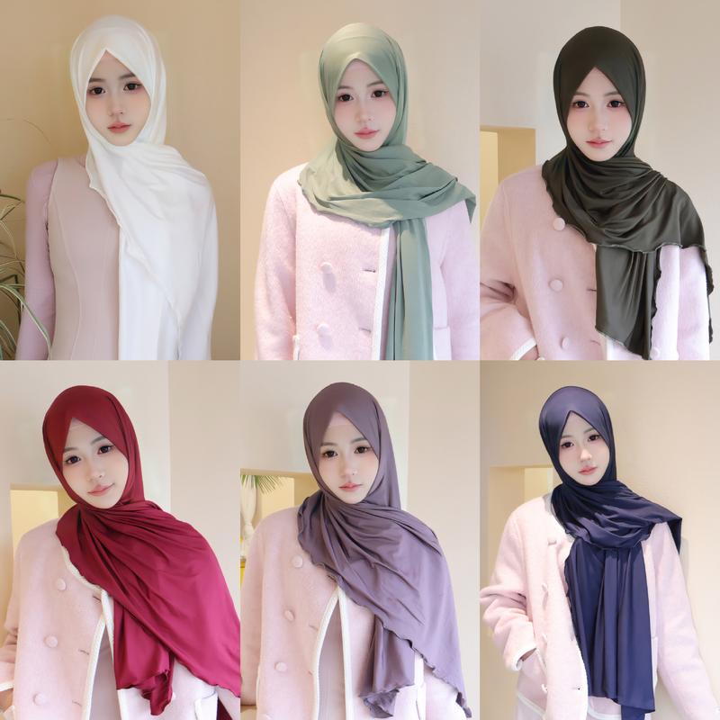 Solid Color Milk Silk with Wooden Ear Scarf Monochrome Cotton Scarf ...