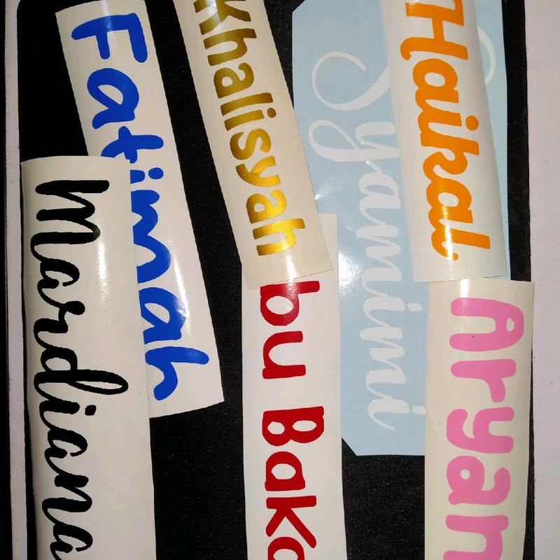 Custom Sticker Nama ( Oracal Sticker ) CASH PLANNER/THUMBLER/KERETA/BOX ...