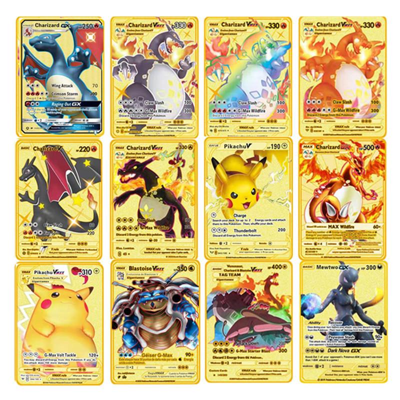 Pokemon English Metal Card Anime Pikachu Charizard Mewtwo Blastoise ...