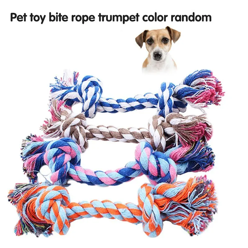 1pcs Pet Supplies Chew Knot Toy Cotton Braided Bone Rope Puppy Dog ...