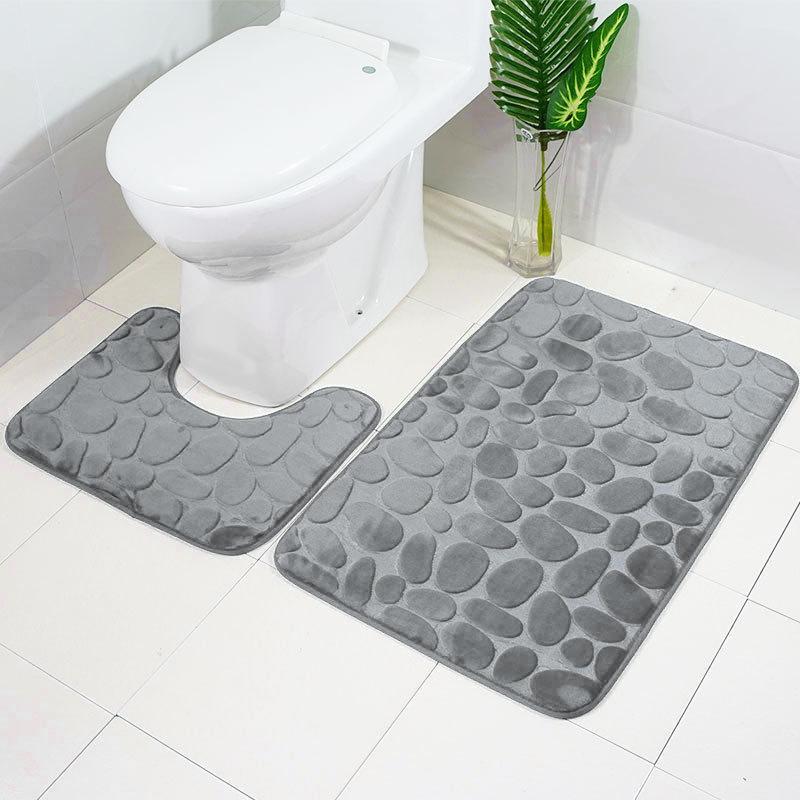 Set of 2 Anti-Slip Bathroom Toilet Mats, Absorbent with Pebble - TikTok ...
