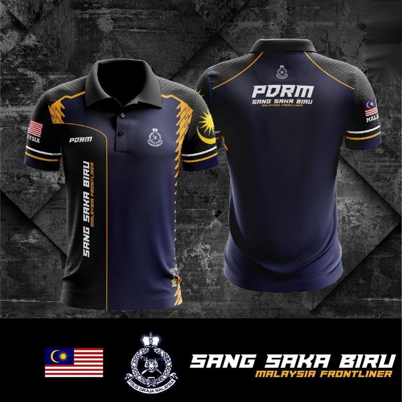 Kemeja Polo Butang, Reka Bentuk 3D, Rekaan Peribadi Bergaya, PDRM SANG ...