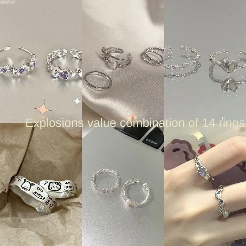Super Value 14-Piece Set Cheap Adjustable Open Rings Wave Water ...
