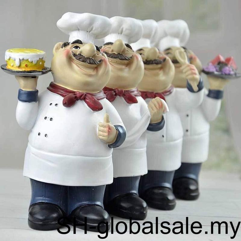 Tokoh Chef Resin, Gaya Retro, Patung Paparan Hiasan Dapur, Hiasan ...