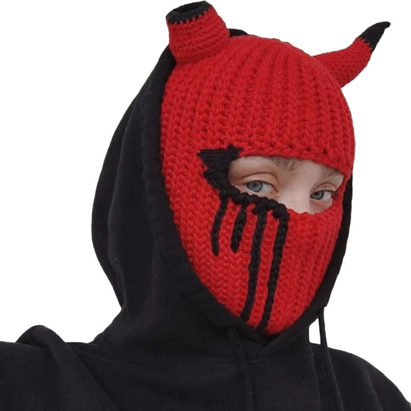 HENG Devil Horn Balaclava Halloween Balaclava Little Devil Hat - TikTok ...