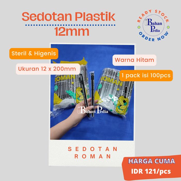 Jual [Pack 100pcs] Sedotan Plastik Higenis Steril Lancip 12mm Roman ...