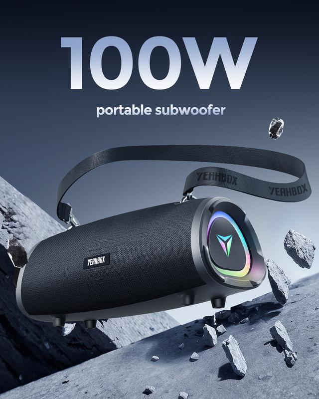 YEAHBOX Bluetooth speaker sonic boom 100W subwoofer outdoor portable ...