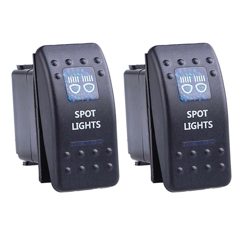 2Pcs 20A 12V Blue LED Lighted Waterproof Rocker Switches Car - TikTok ...