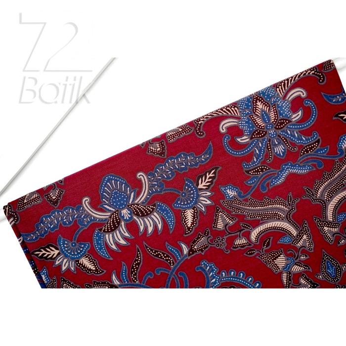 Promo KAIN BATIK PREMIUM Bahan Katun Motif Kembang Warna Merah Maroon ...