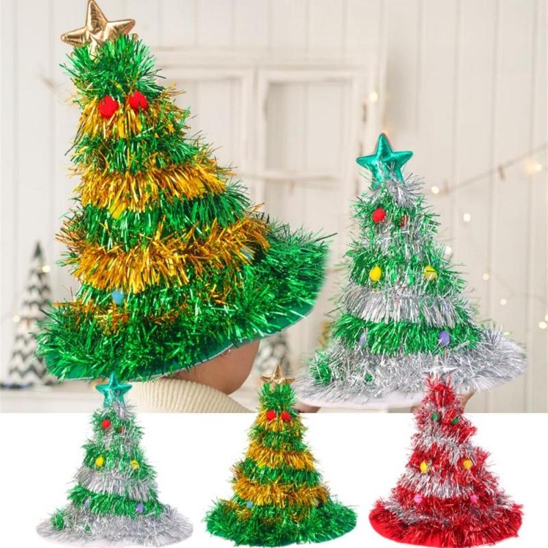 Merry Christmas Hat Green Glitter Christmas Tree Caps Christmas ...