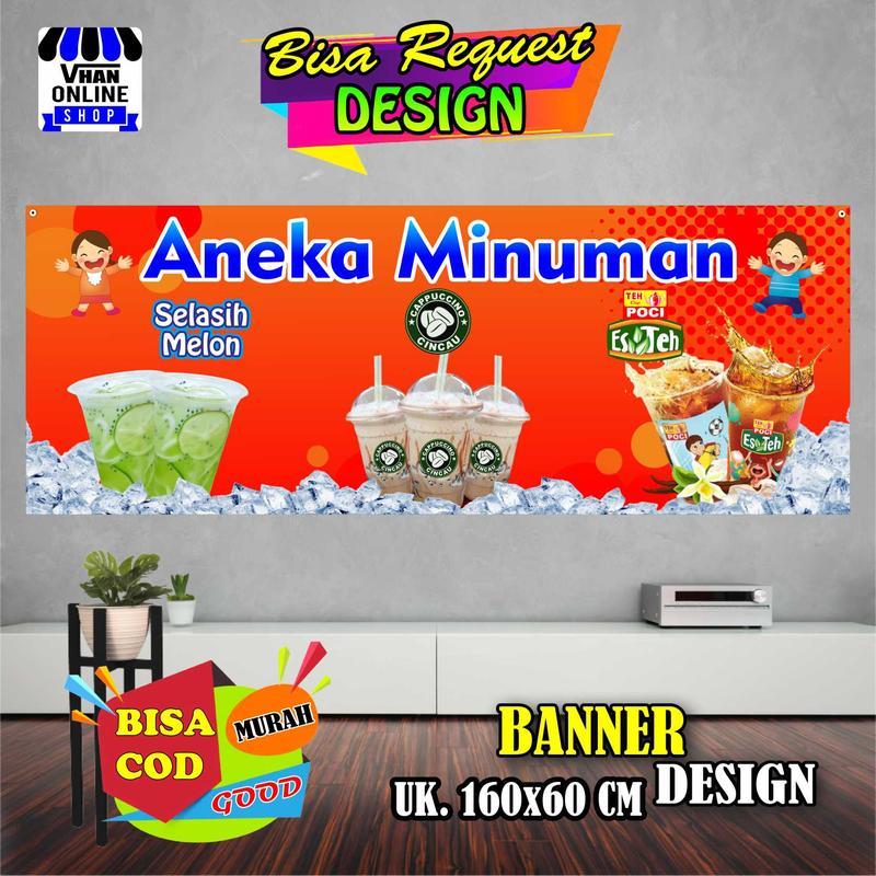 Spanduk Banner Jualan Minuman Viral, Es Teh, Capcin, Es Selasih - Shop ...
