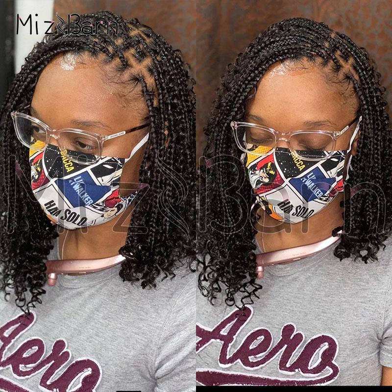 Synthetic Curly Wigs Short 360 Full Lace Boho Braids Wig Knotless ...