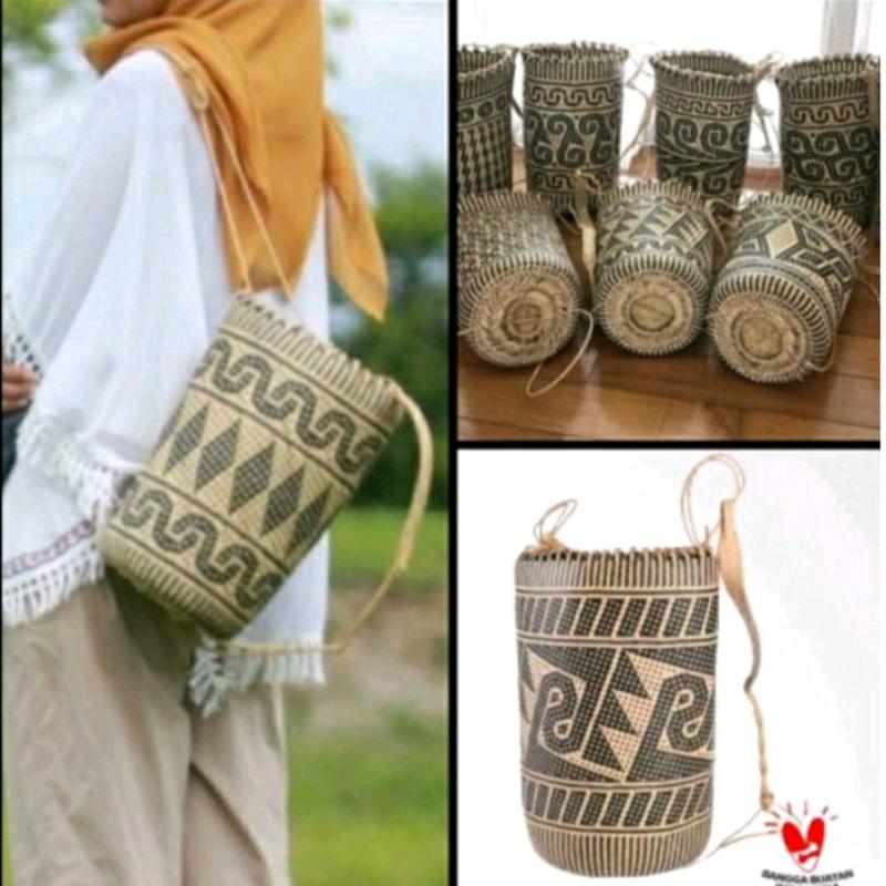 Tas Rotan/Anjat Pake Poring (lapisan kain) Khas Dayak Kalimantan - Shop ...
