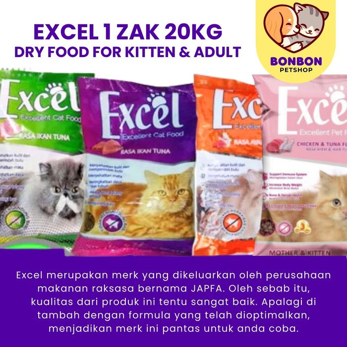 Promo Makanan Kucing Excel Cat Kering 1 Zak 20kg Kitten Adult Excel ...