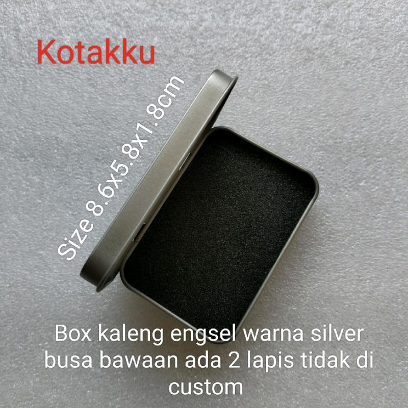 Box kotak kaleng universal warna silver dengan tutup engsel - Shop ...