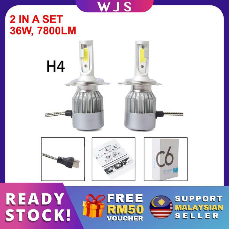 (EXTRA BRIGHT + MULTICOLOR) WJS 2pcs 2 pcs C6 LED Car Headlight ...