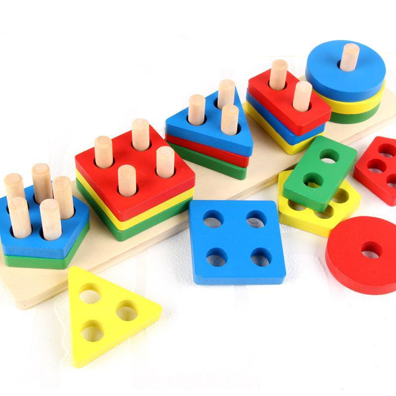 Wooden Shape Sorter Toy, Shape Matching Montessori Toy for Fine ...