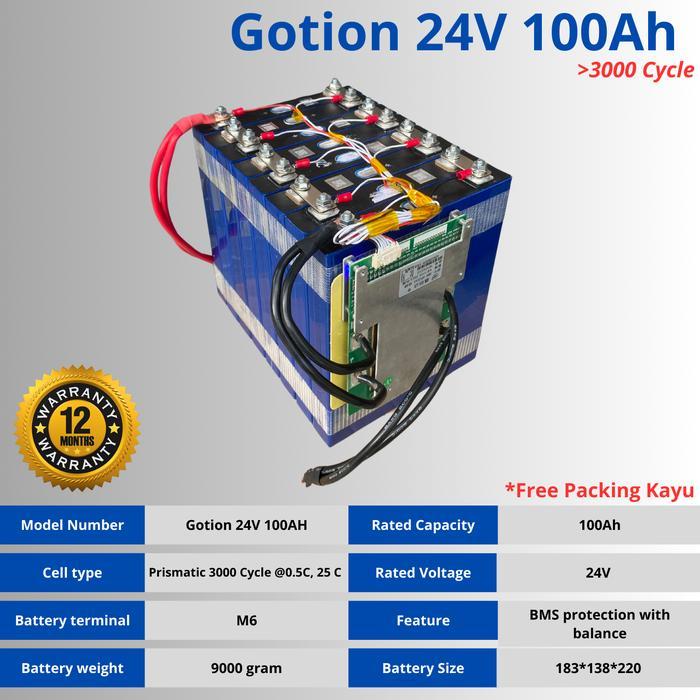 Baterai Lifepo4 24V 100Ah Cycle Life 3000-4000 untuk UPS Solar Panel ...