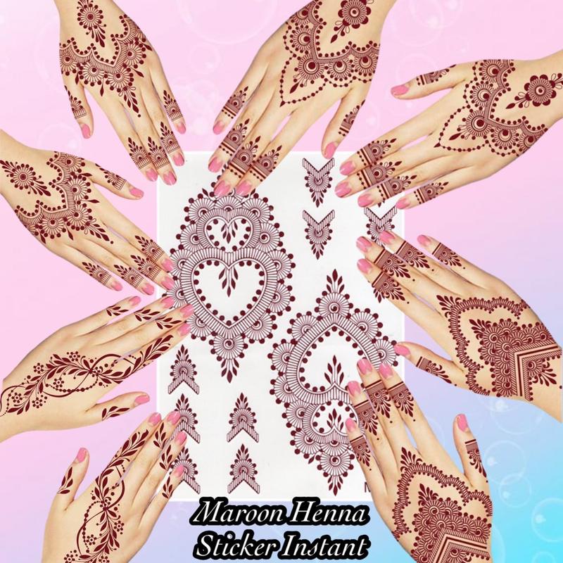 MAROON STICKER HENNA INSTANT Waterproof_for wedding_forfun_Nail ...