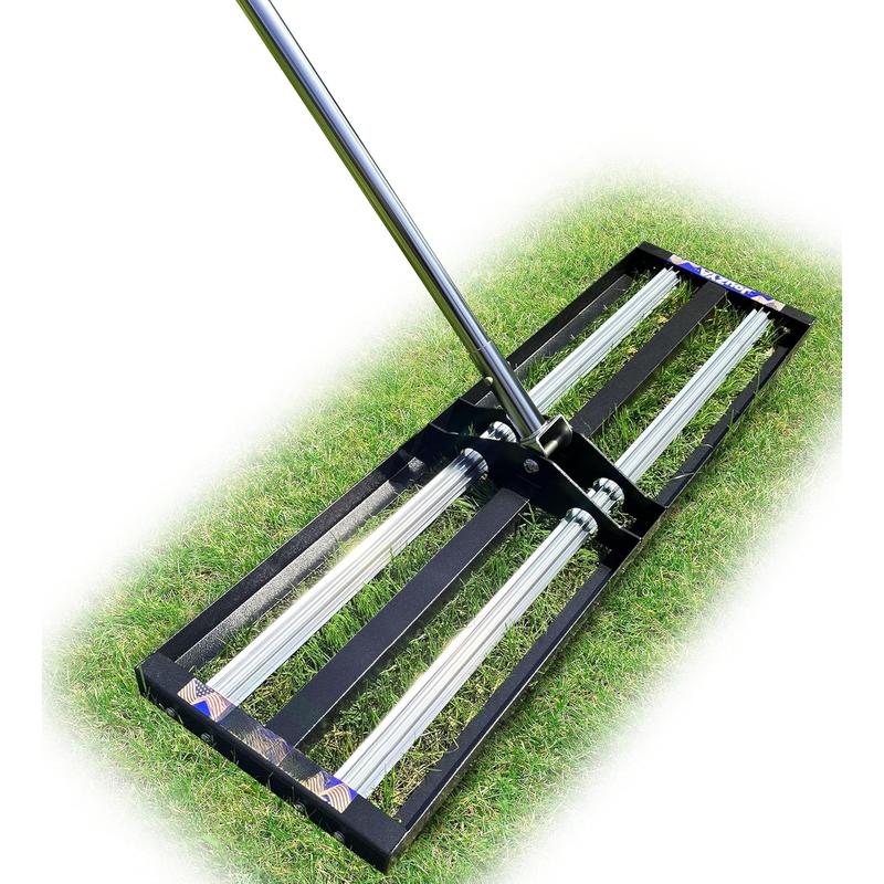 Lawn Leveling Rake with Aluminum Rollers, Stainless Steel 17"x10 ...