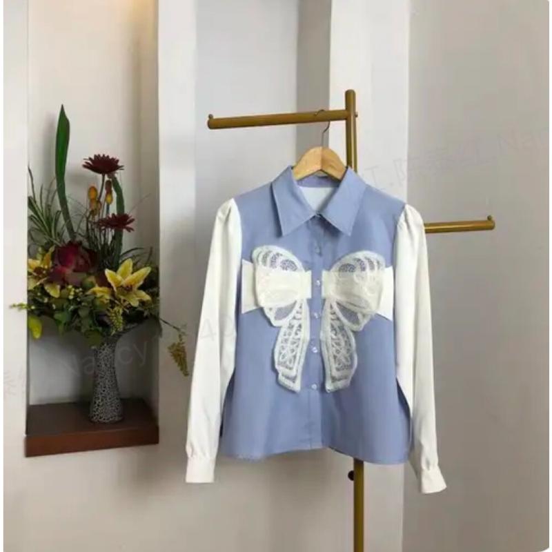 FADFAD Kemeja menutup Pita Gaya Baru Atasan Mewah Trendi - Shop | Tokopedia