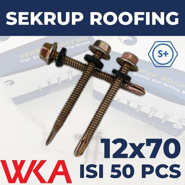 Jual Sekrup Roofing Baja Ringan 12x70 (7cm) (Isi 50 pcs)– Baut Atap ...
