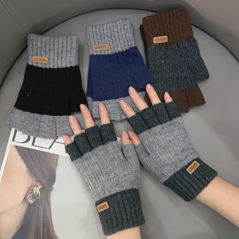 New Autumn and Winter Knitted Warm Half Finger Gloves with Sliding ...