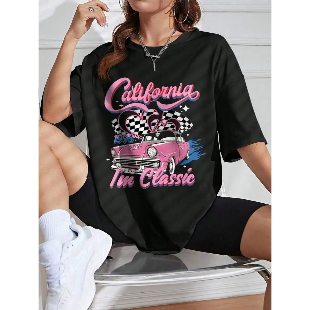 Camiseta Feminina oversizer 100% algodao Estampa de Carro - TikTok Shop ...