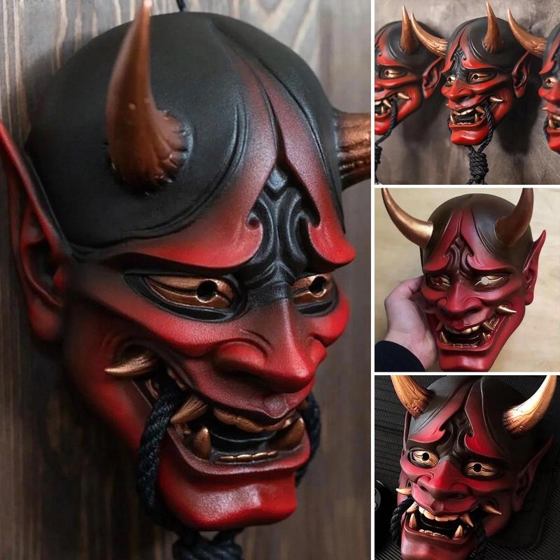 Topeng Lateks Prajna Oni, Gaya Jepun, Cosplay, Samurai Noh Kabuki ...