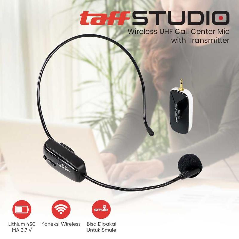TaffSTUDIO Microphone Imam Masjid Tanpa Kabel Wireless UHF Call Center ...