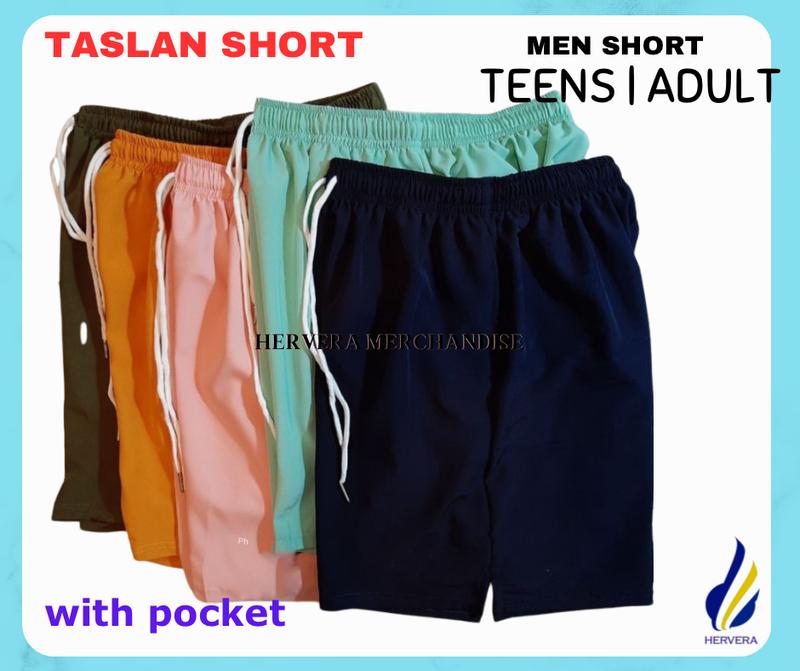 5 PCS SET Men Taslan Plain Short with Pocket Adult Short for - TikTok ...