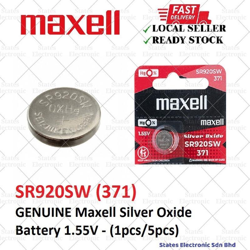 SR920SW (371) GENUINE Maxell Silver Oxide Battery 1.55V - (1pcs/5pcs ...