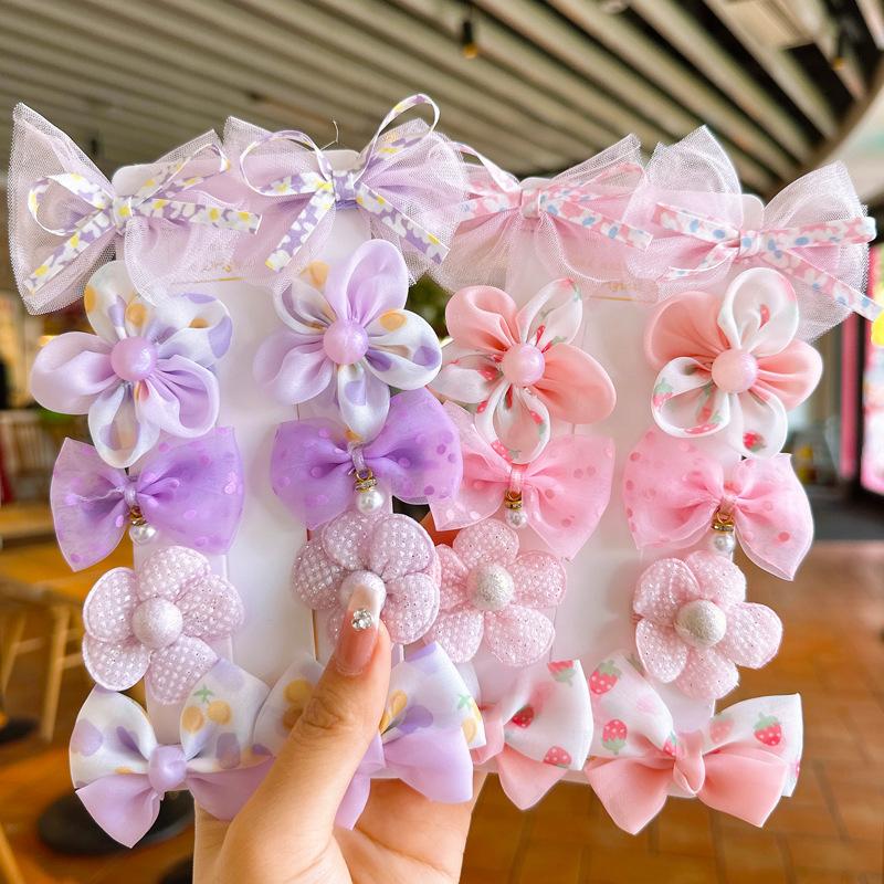 Klip Rambut Bunga Jaringan Kanak-kanak, Set 10Pcs, Beg Set Gadis ...