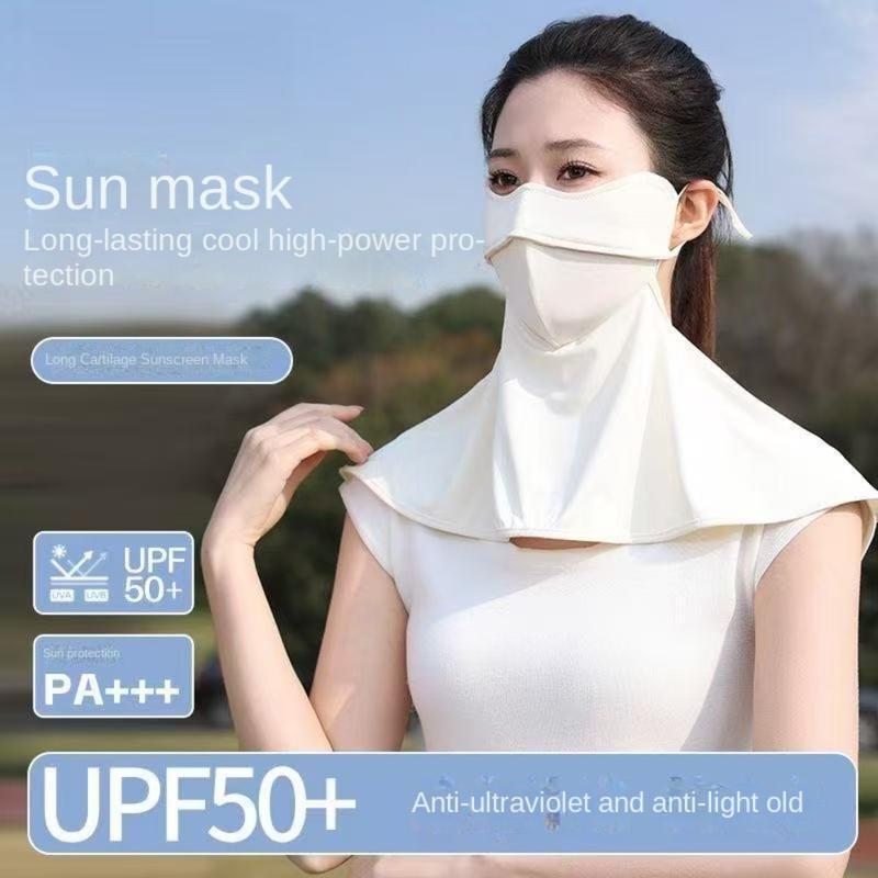 Breathable Solid Color Sunscreen Face Cover Face Protection Neck ...