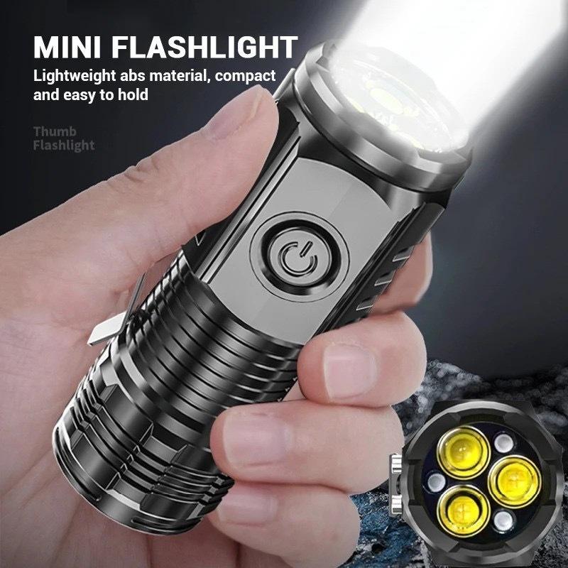 Mini LED Flashlight Waterproof Outdoor Adjustable Brightness - TikTok ...