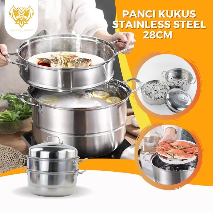 Promo GOLDEN EAGLE - Panci Kukus Steamer 28CM Panci Rebus Stainless ...