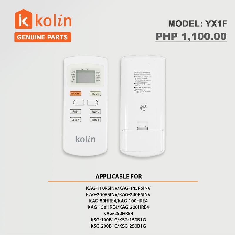YX1F - KOLIN REMOTE CONTROL - TikTok Shop Singapore